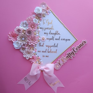 Graduation Cap Toppers/ Flower Graduation Cap/ Glitter Graduation Cap ...