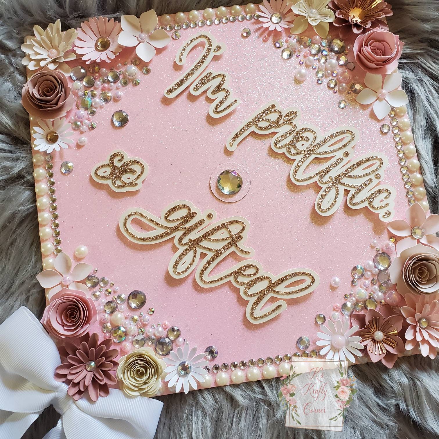 Graduation Cap Toppers/ Flower Graduation Cap/ Glitter Graduation Cap ...