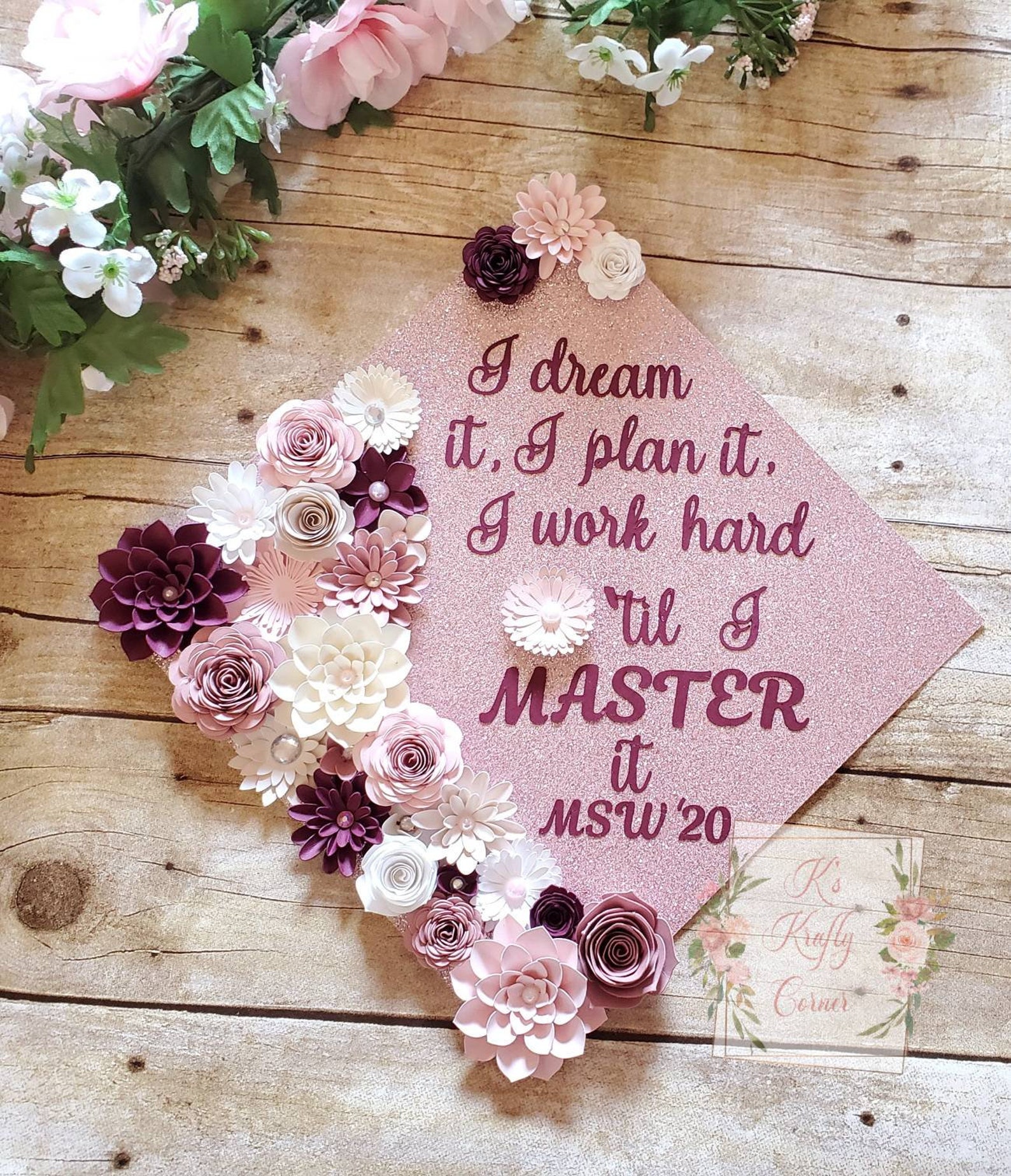 Graduation Cap Toppers/ Flower Graduation Cap/ Glitter | Etsy