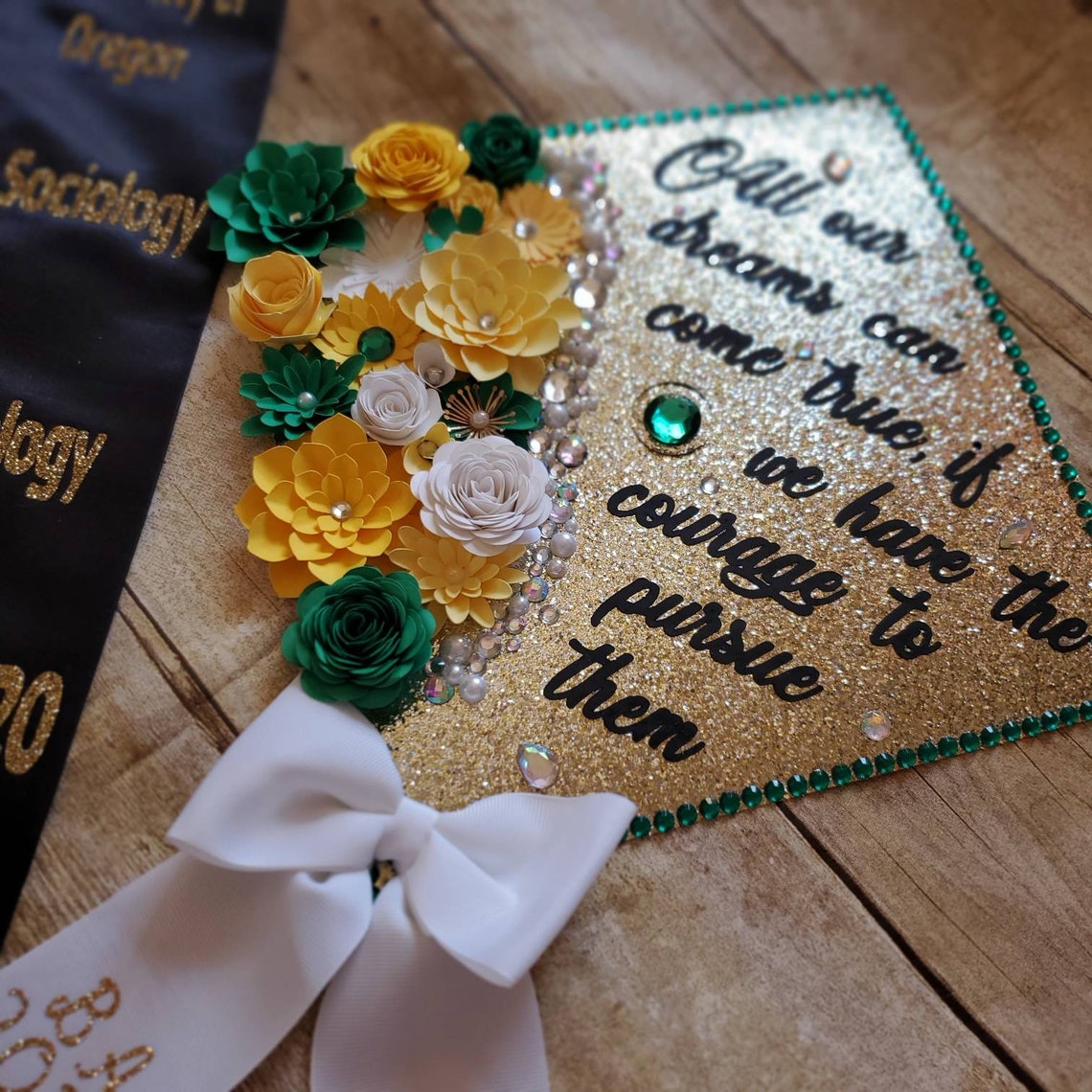 Graduation Cap Toppers/ Flower Graduation Cap/ Glitter | Etsy