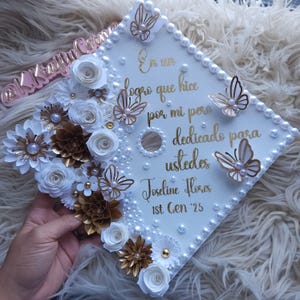 Flower Graduation Cap Topper/ Flower Graduation Cap/ Glitter Graduation ...