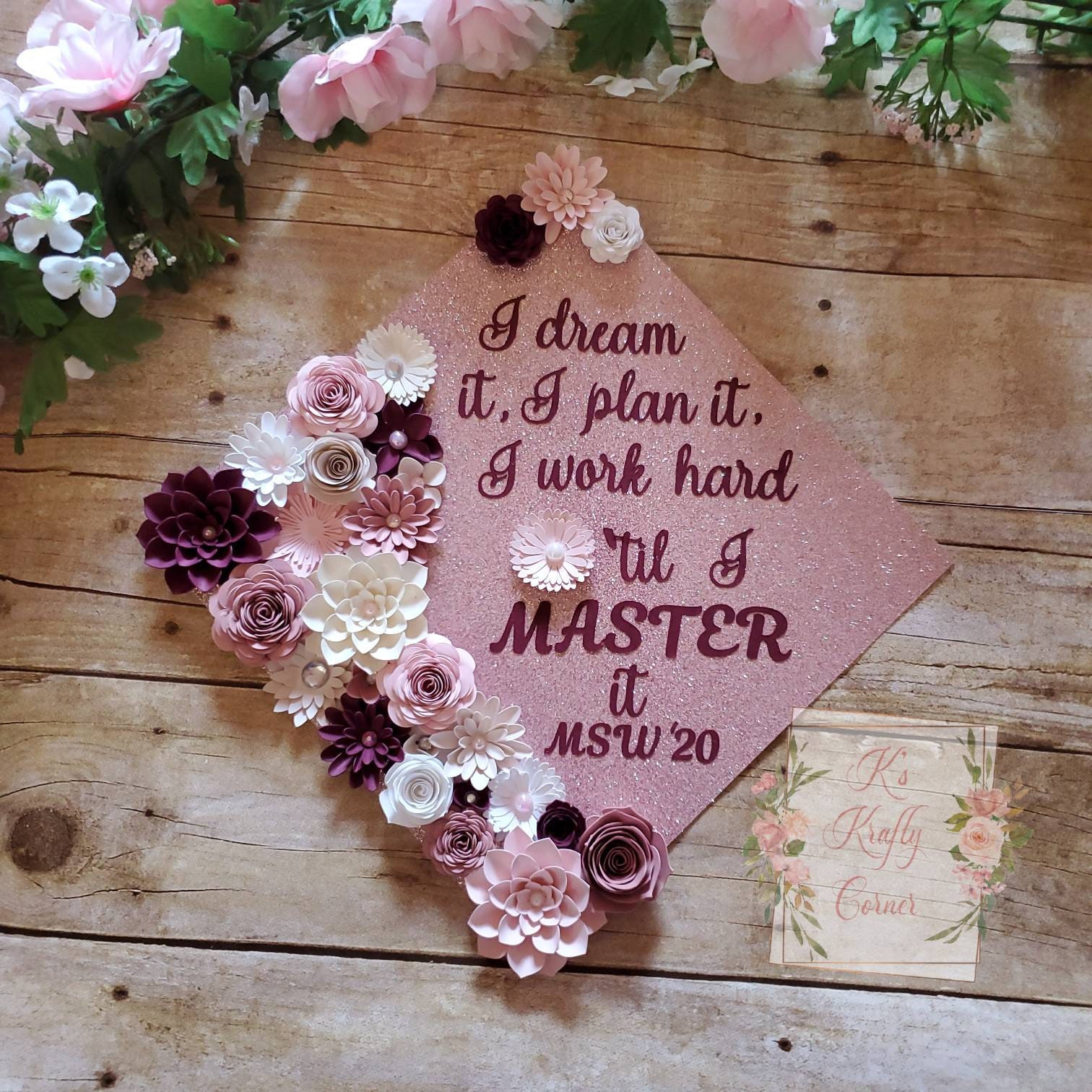 Graduation Cap Toppers/ Flower graduation cap/ Glitter | Etsy