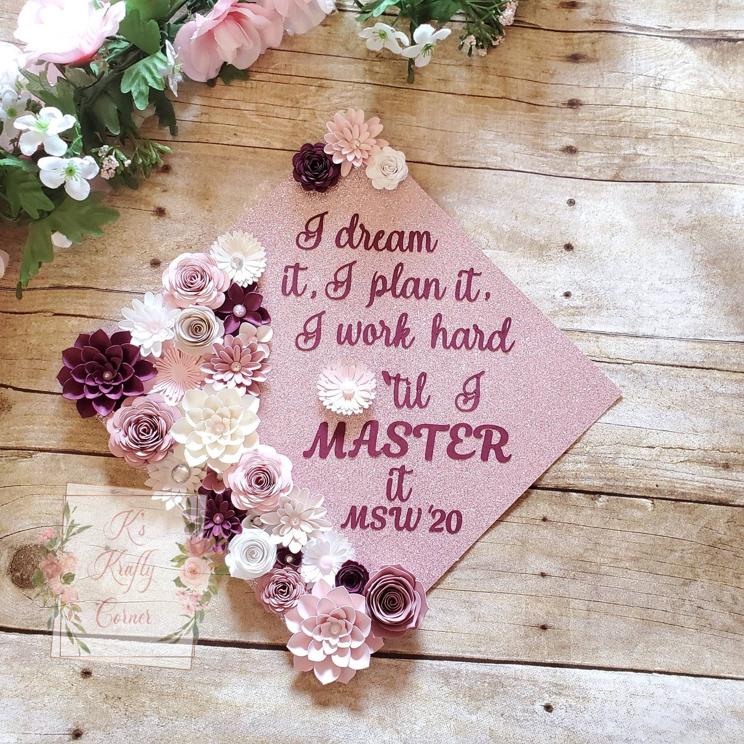 Graduation Cap Toppers/ Flower Graduation Cap/ Glitter - Etsy