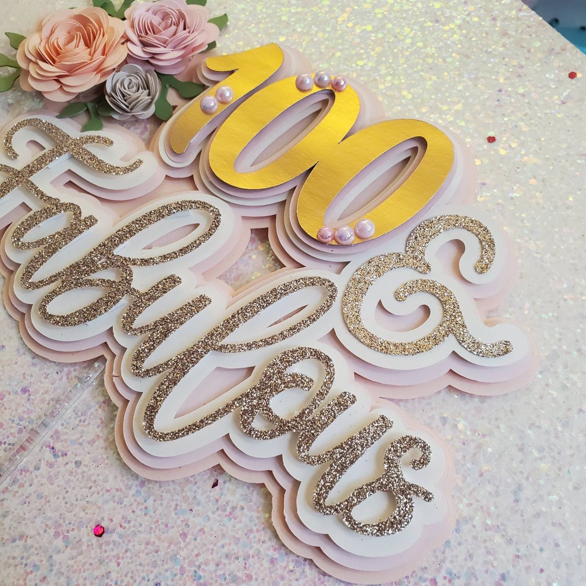 100 Cake Topper/ Floral Cake Topper/ 100 and Fabulous Cake - Etsy