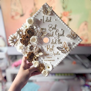 Flower Graduation Cap Topper/ Flower Graduation Cap/ Glitter Graduation ...