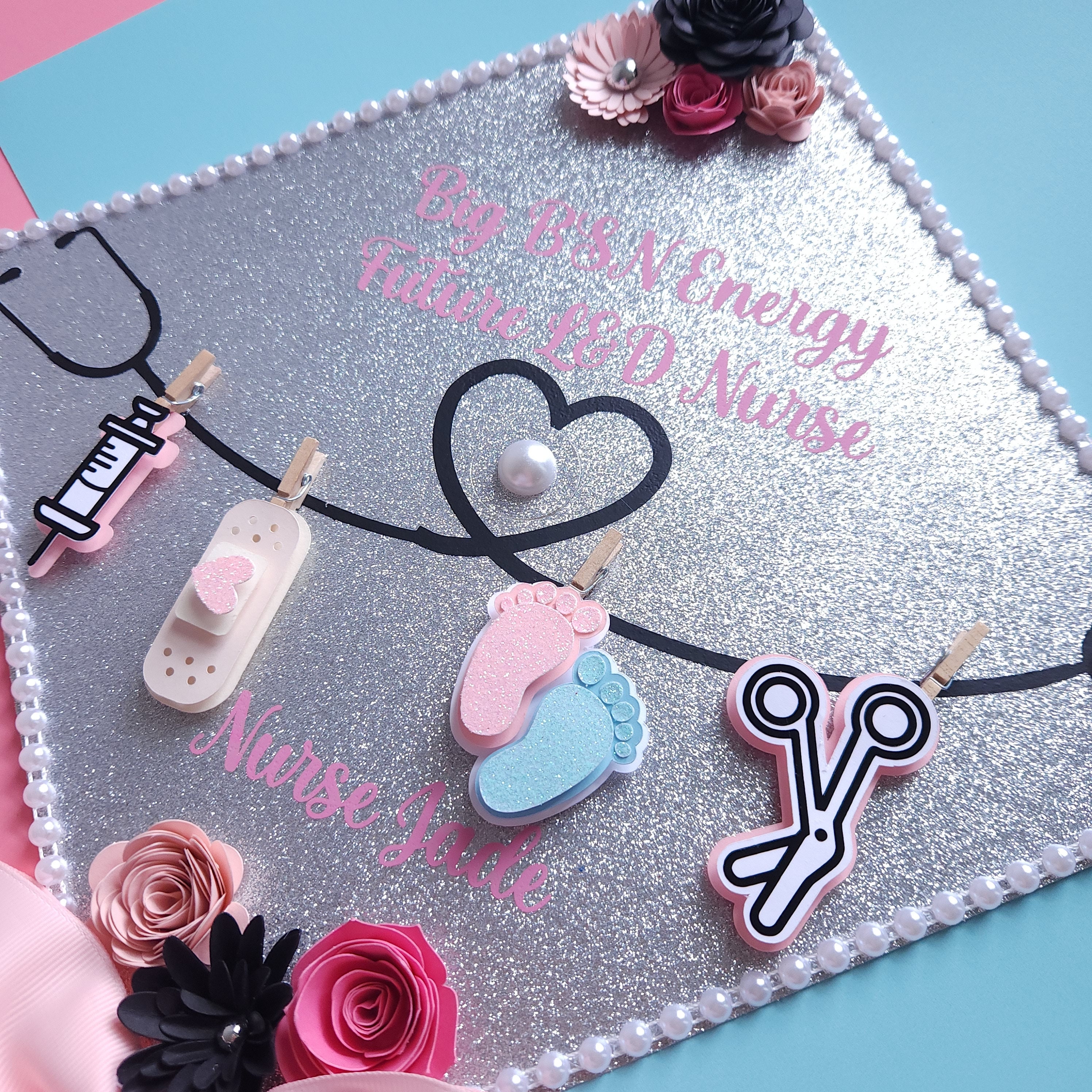 Graduation Cap Toppers/ Flower Graduation Cap/ Glitter Graduation Cap ...