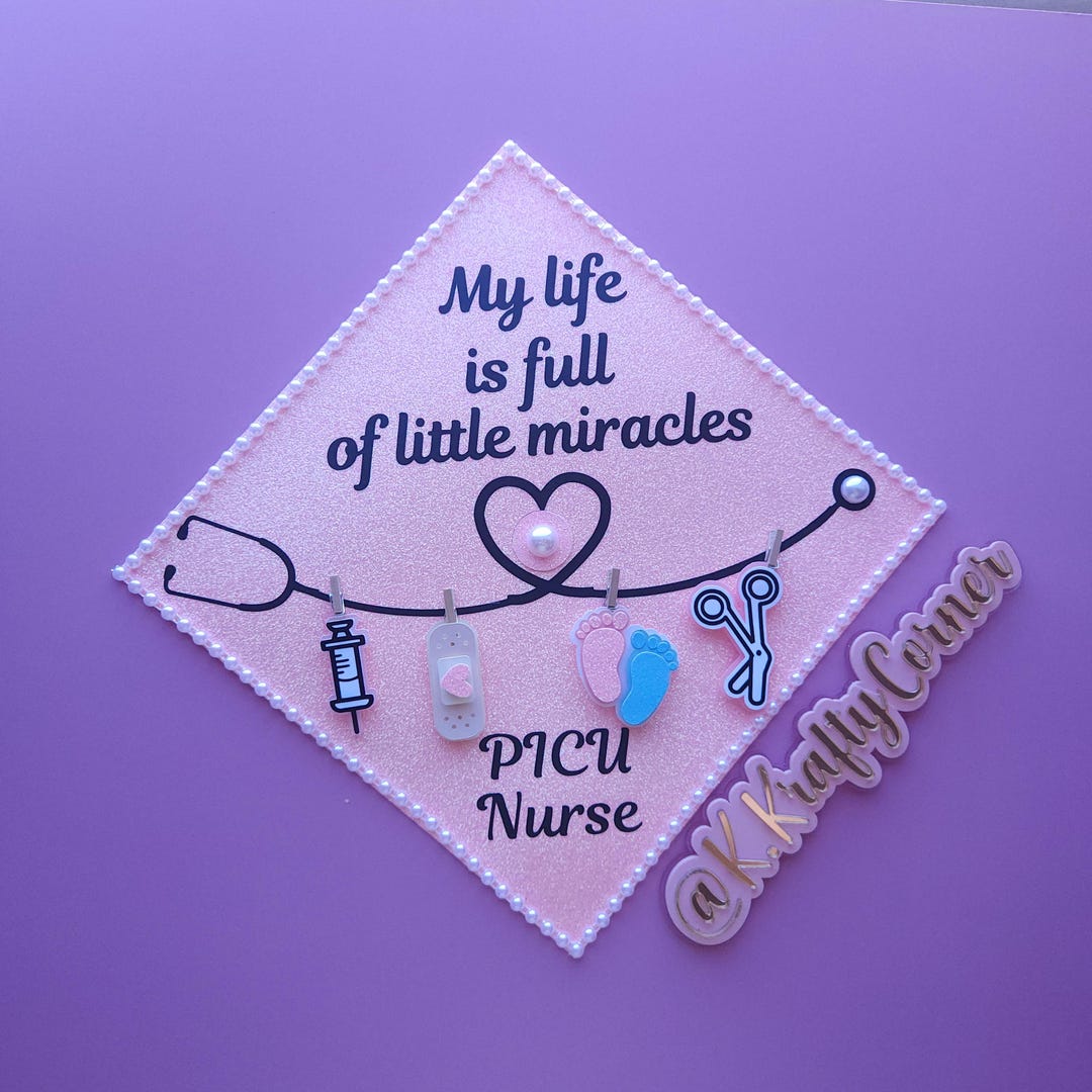 PICU Nurse Graduation Cap Topper/ Flower Graduation Cap/ Glitter ...