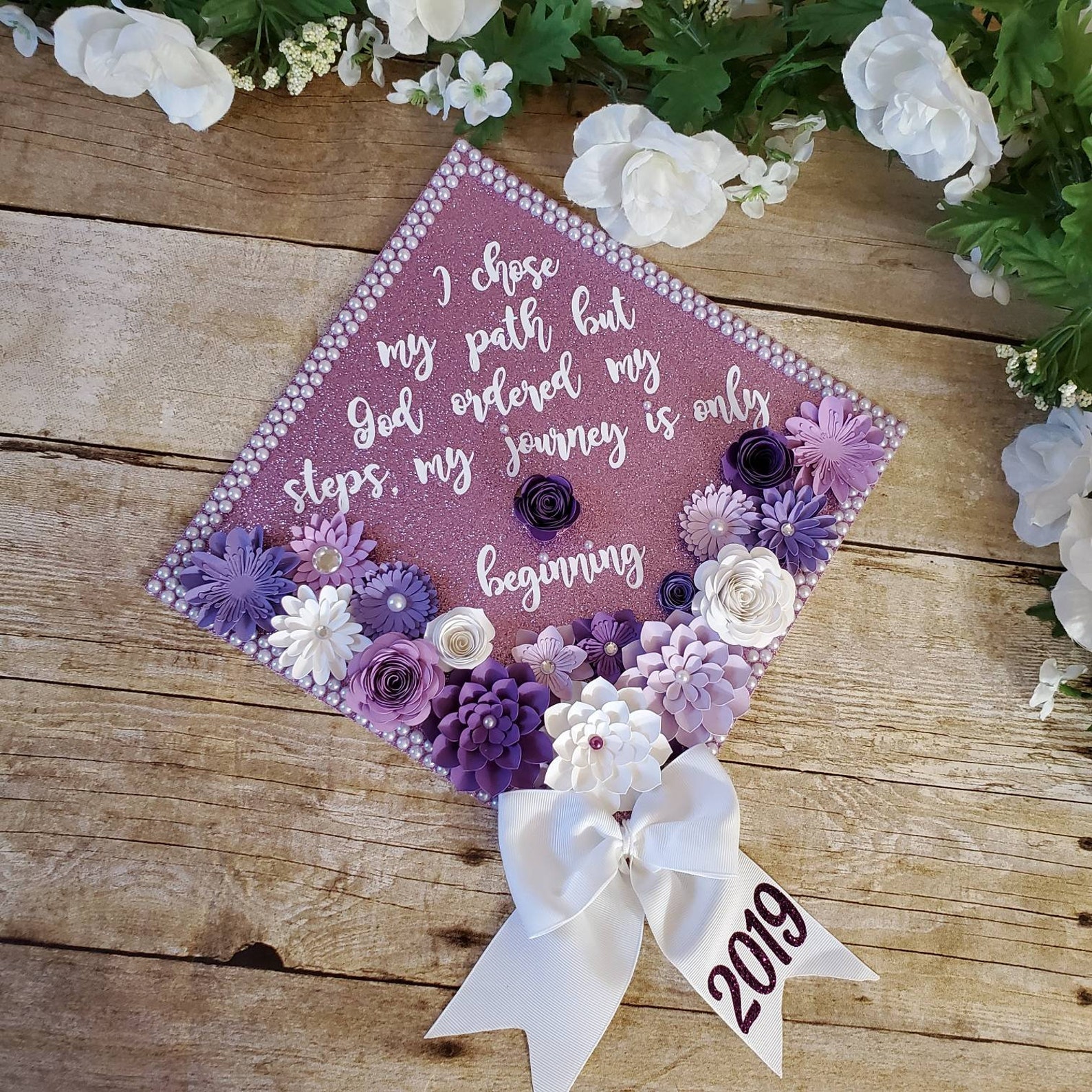 Graduation Cap Toppers/ Flower Graduation Cap/ Glitter Graduation Cap ...