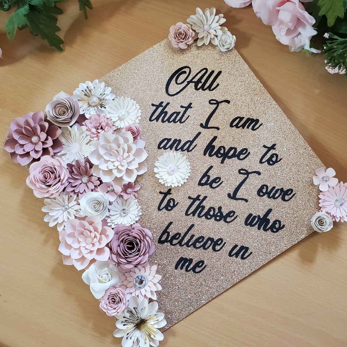 Graduation Cap Toppers/ Flower Graduation Cap/ Glitter - Etsy