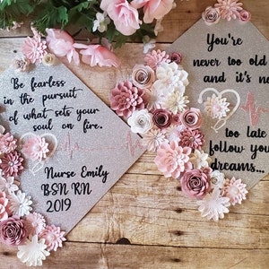 Graduation Cap Toppers/ Flower Graduation Cap/ Glitter Graduation Cap ...