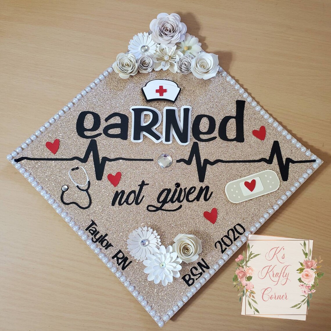 Graduation Cap Toppers/ Flower Graduation Cap/ Glitter | Etsy