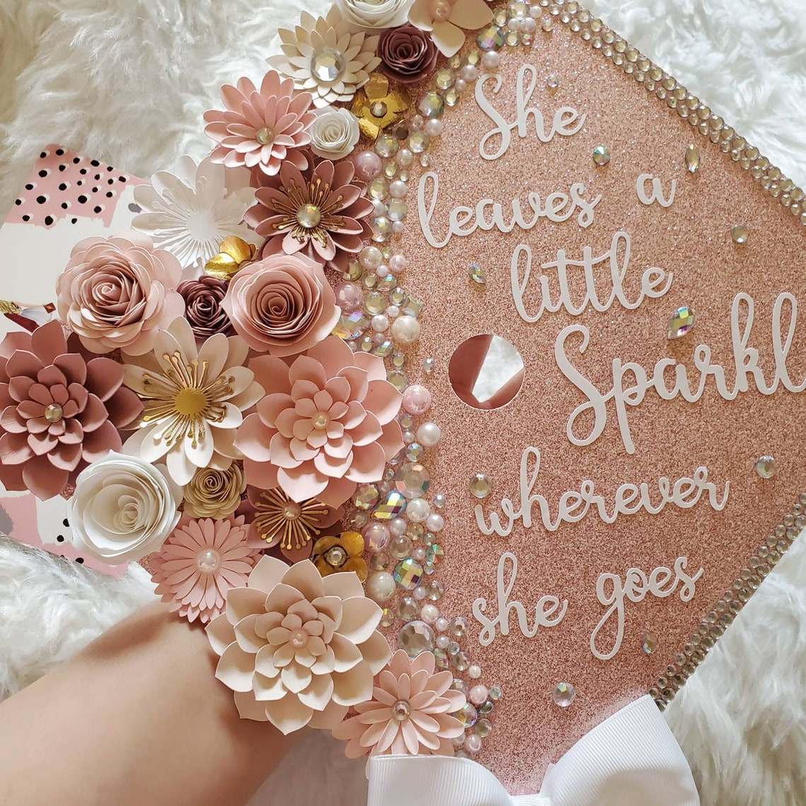 Graduation Cap Toppers/ Flower Graduation Cap/ Glitter - Etsy