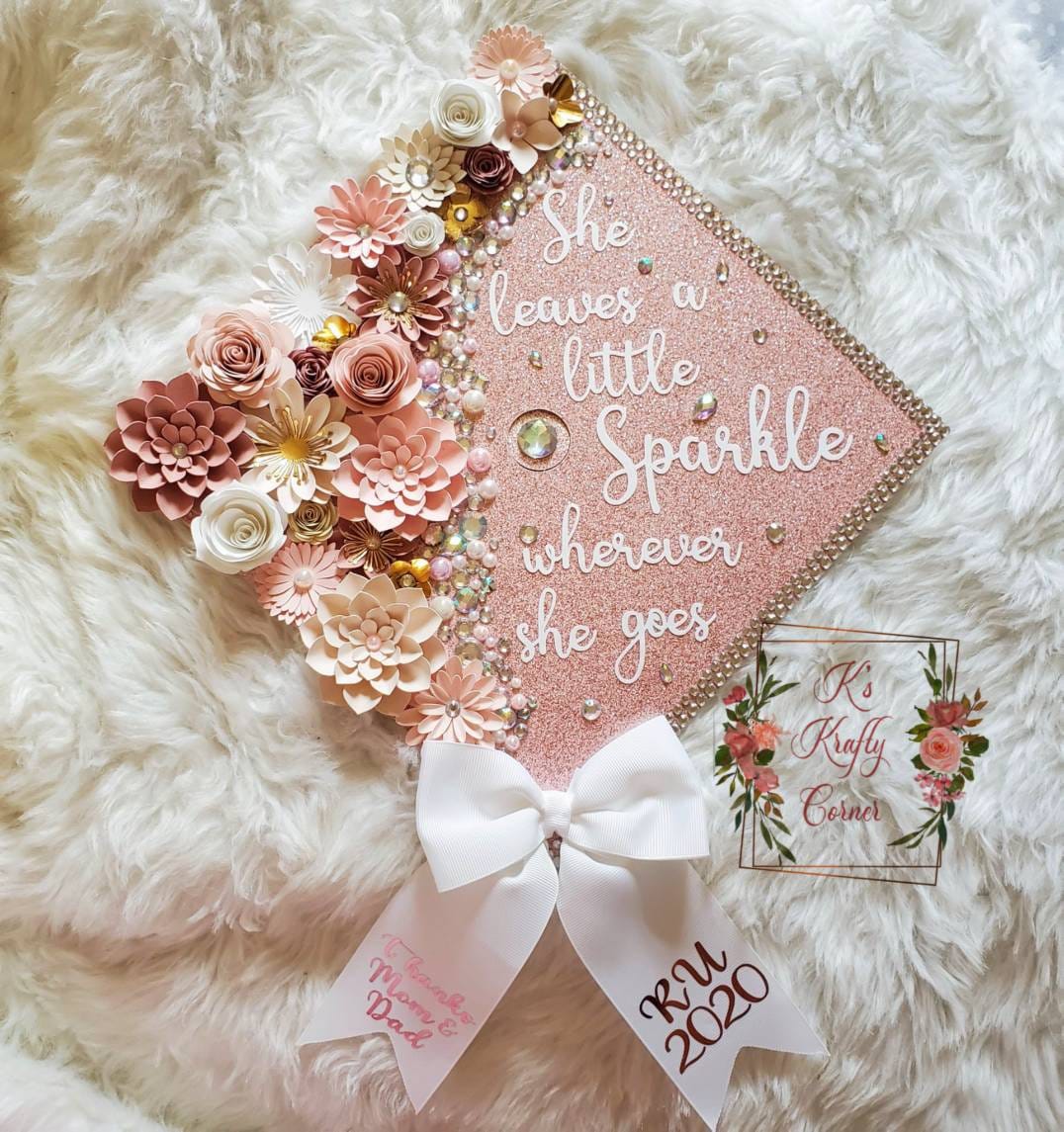 Graduation Cap Toppers/ Flower Graduation Cap/ Glitter - Etsy