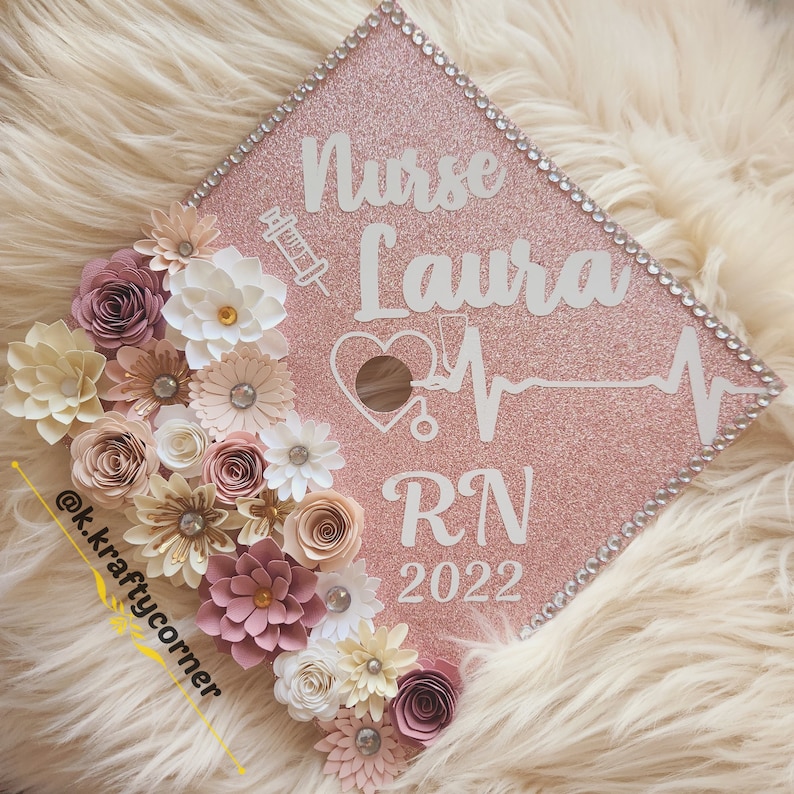 Nurse Graduation Cap Toppers/ Flower Graduation Cap/ Glitter - Etsy