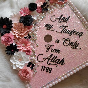 Pink Graduation Cap Toppers/ Flower Graduation Cap/ Glitter Graduation ...