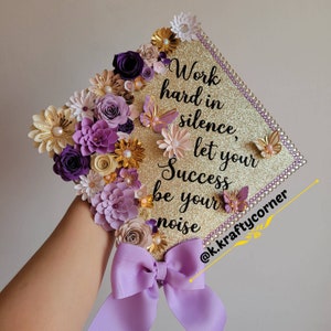 Graduation Cap Toppers/ Flower Graduation Cap/ Glitter Graduation Cap ...