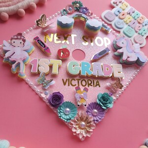Kindergarten Unicorns and Fairies Graduation Cap/ 3d Letter/ Prek ...