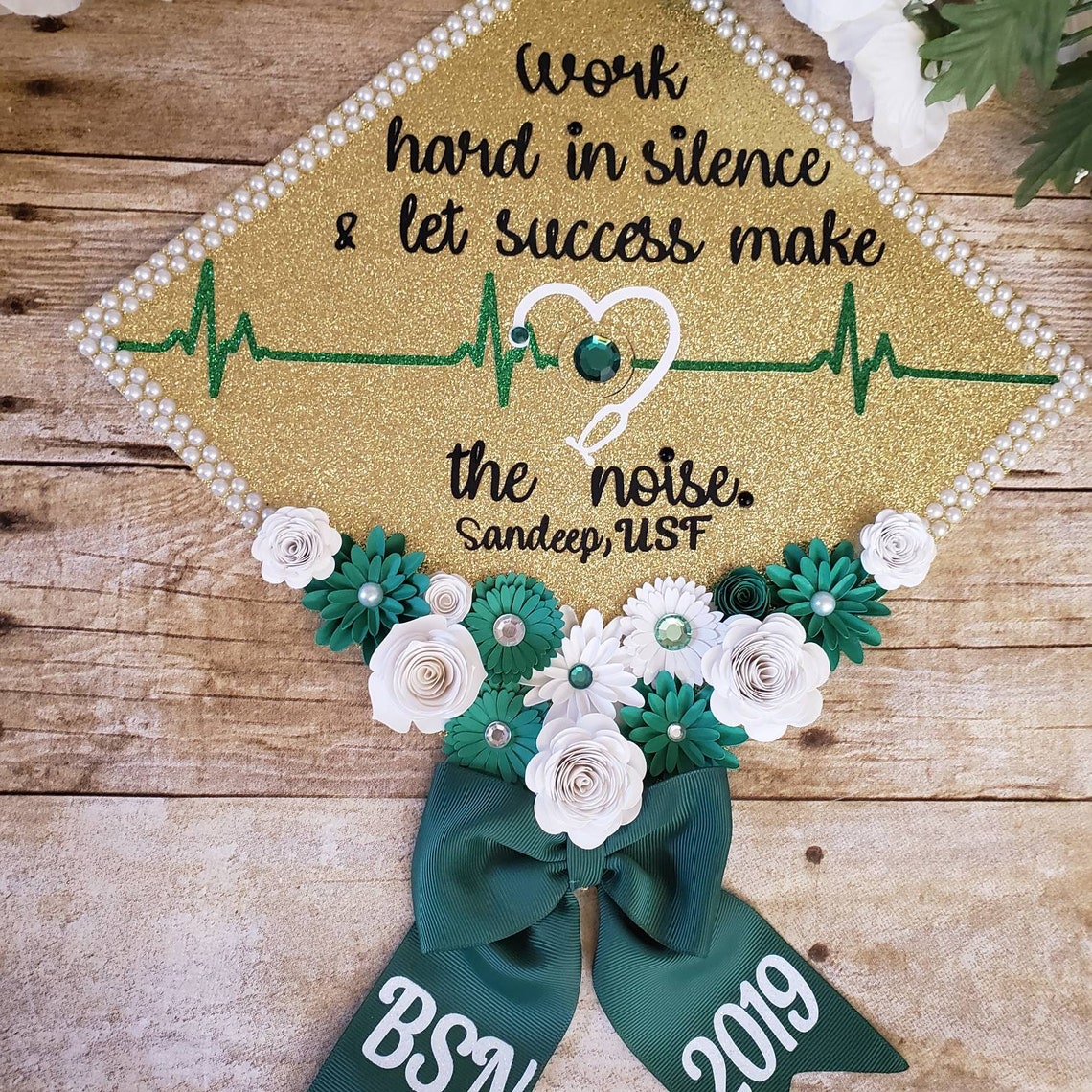 Graduation Cap Toppers/ Flower Graduation Cap/ Glitter - Etsy