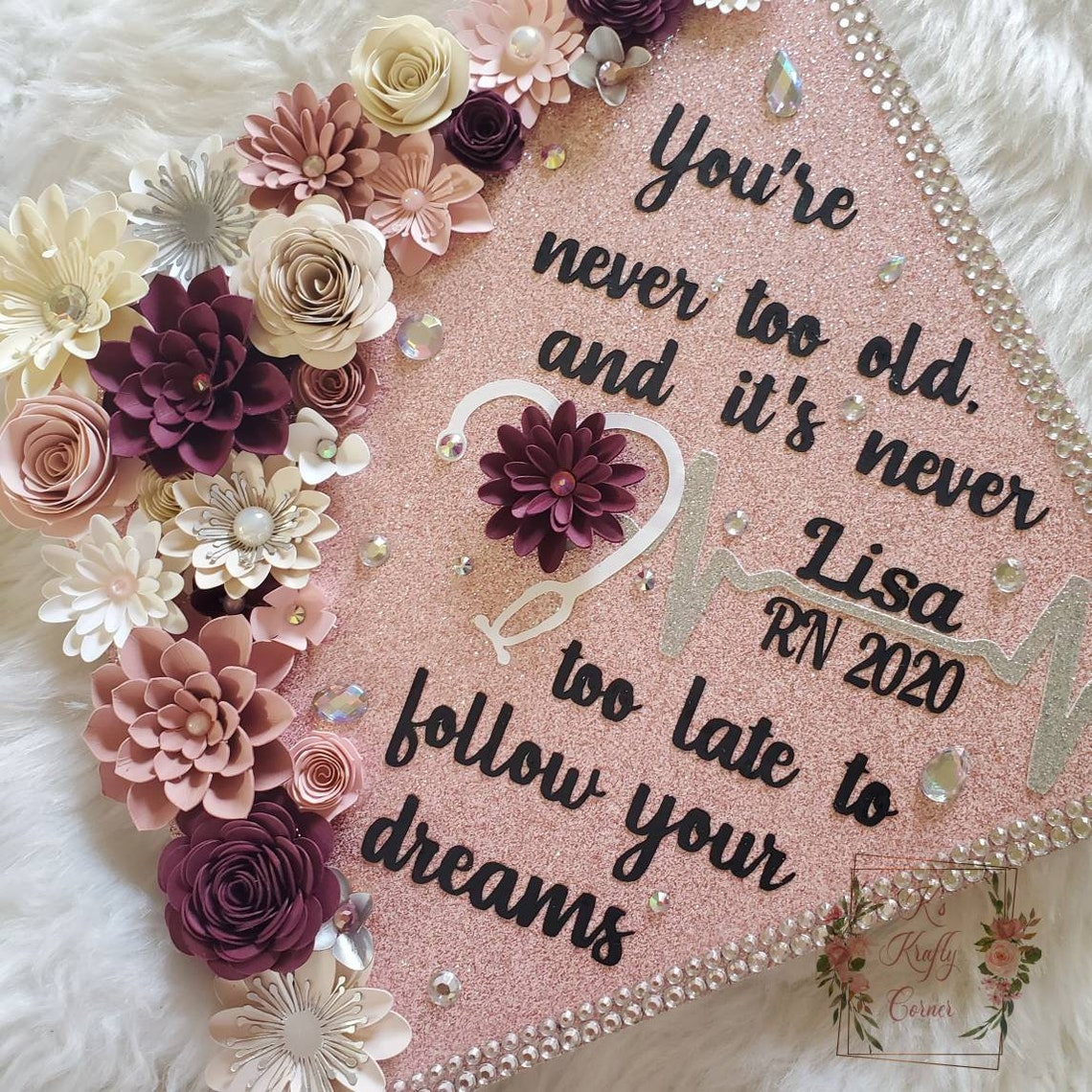 Graduation Cap Toppers/ Flower Graduation Cap/ Glitter | Etsy