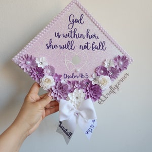 Lavender Graduation Cap Toppers/ Flower Graduation Cap/ Glitter ...