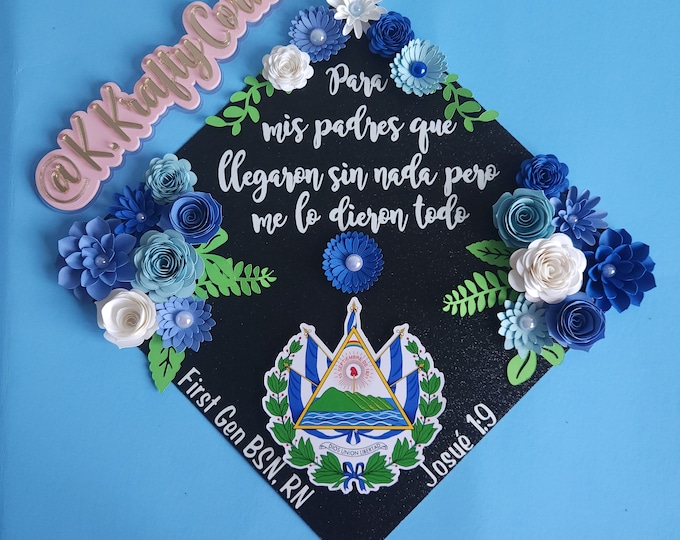 El Salvador and Mexico Grad Cap, First Generation Grad Cap, Custom Grad ...