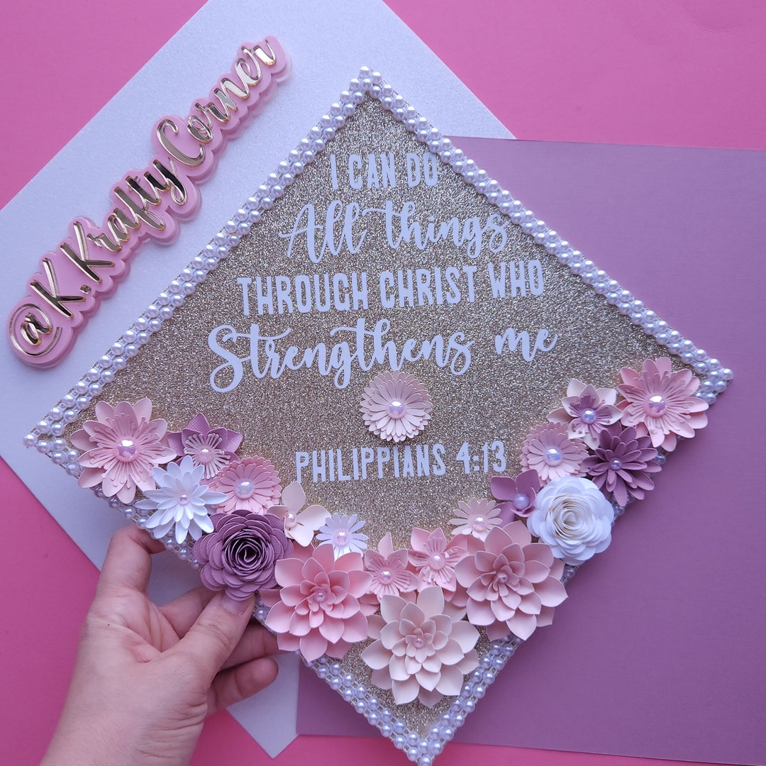Graduation Cap Toppers/ Flower Graduation Cap/ Glitter Graduation Cap ...