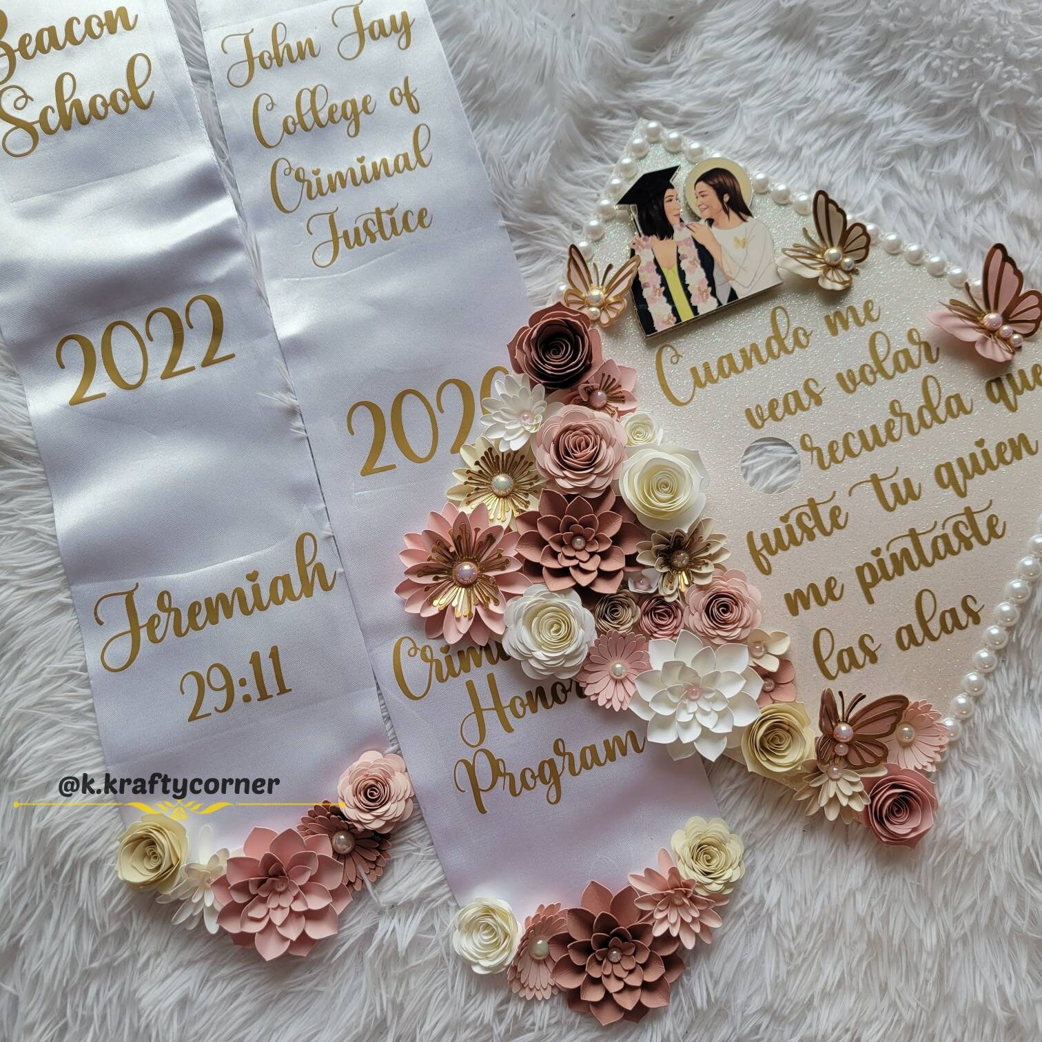 Graduation Cap Toppers/ Flower Graduation Cap/ Glitter Graduation Cap ...