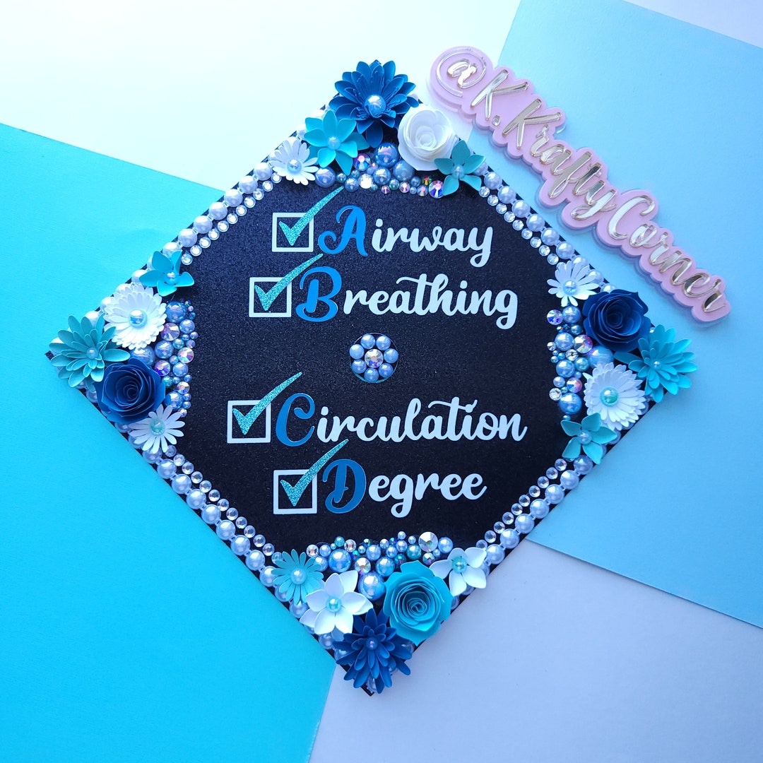 Teal Graduation Cap Toppers/ Flower Graduation Cap/ Glitter Graduation ...