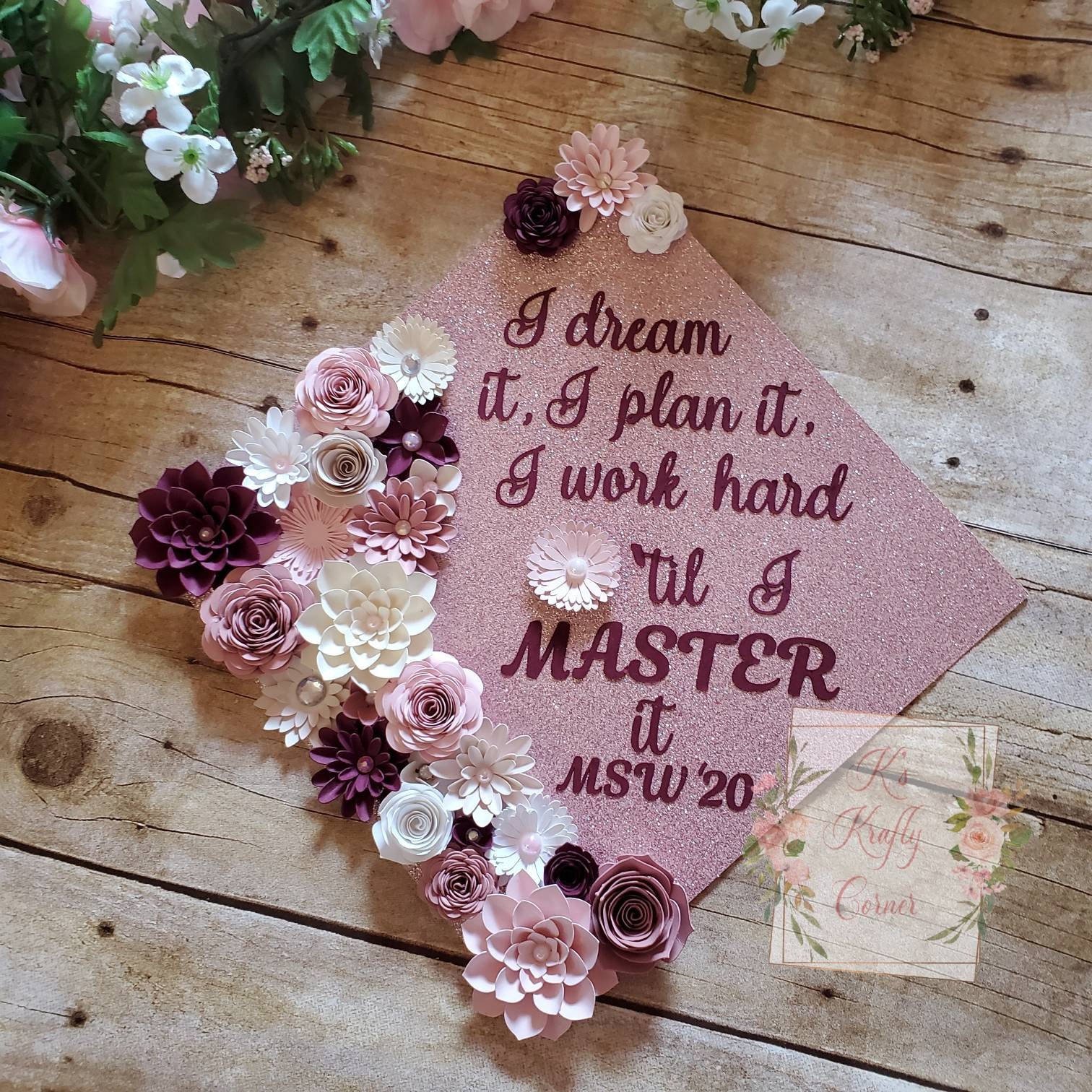 Graduation Cap Toppers/ Flower Graduation Cap/ Glitter - Etsy