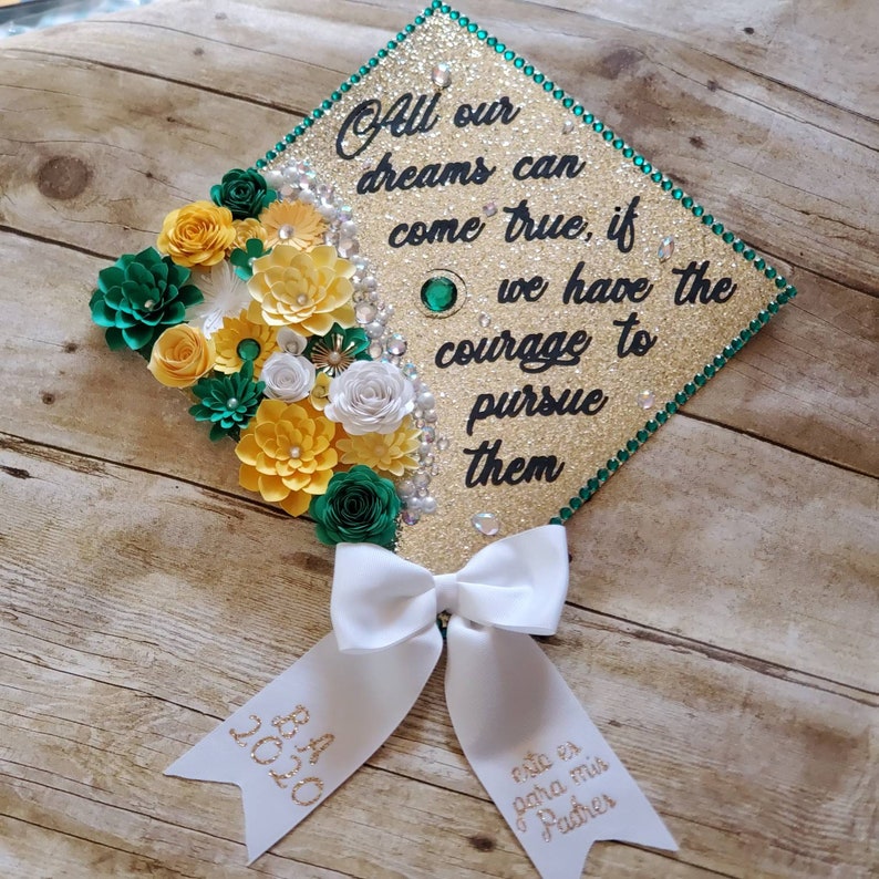 Graduation Cap Toppers/ Flower Graduation Cap/ Glitter | Etsy