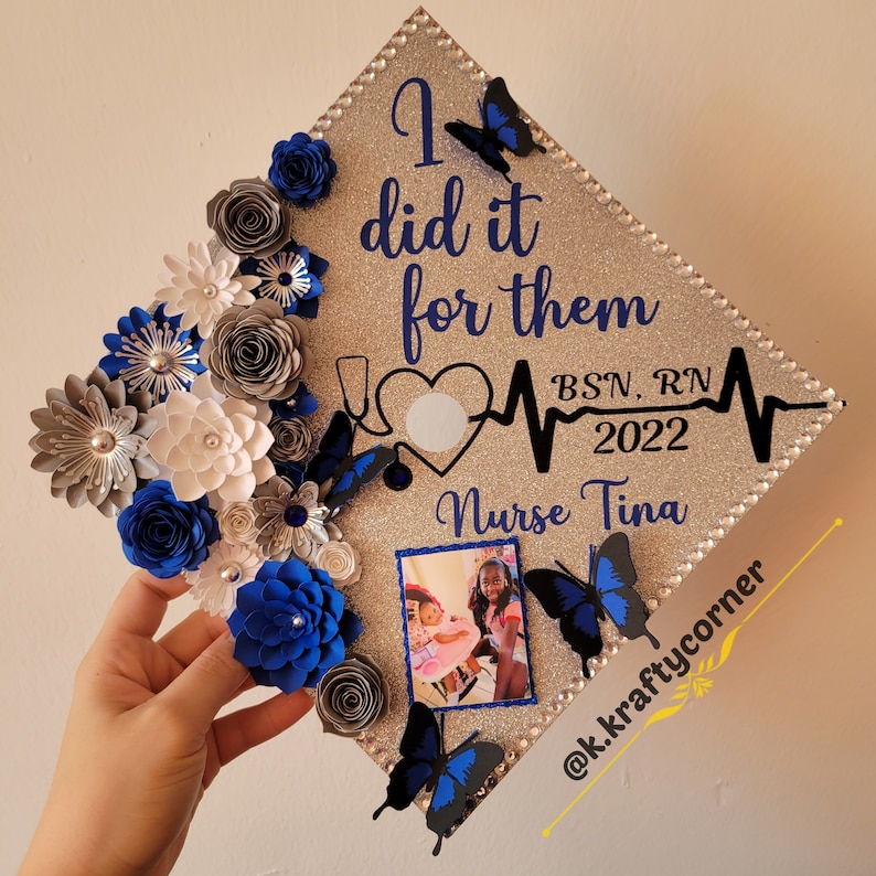 Nurse Graduation Cap Toppers/ Flower Graduation Cap/ Glitter - Etsy