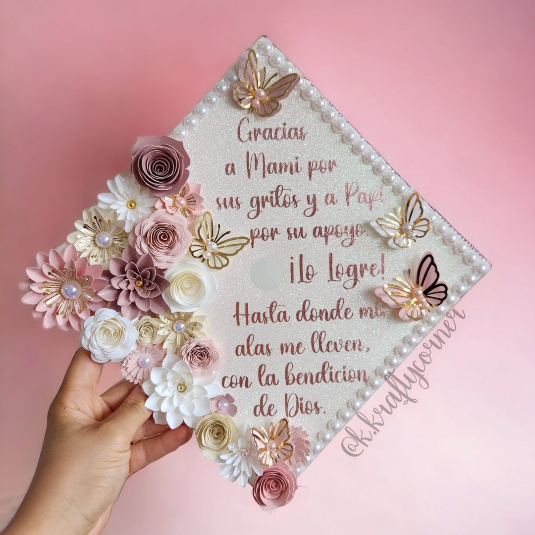 Gracias a Mi Mama Graduation Cap Toppers/ Flower Graduation Cap ...