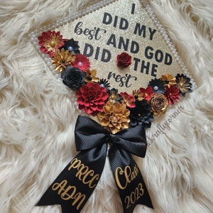 Graduation Cap Toppers/ Flower Graduation Cap/ Glitter Graduation Cap ...