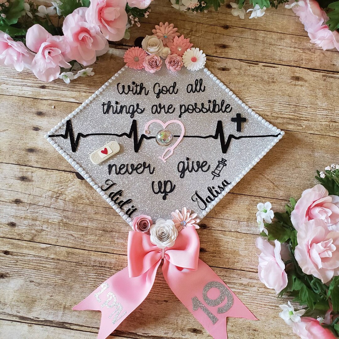 Graduation Cap Toppers/ Flower Graduation Cap/ Glitter Graduation Cap ...