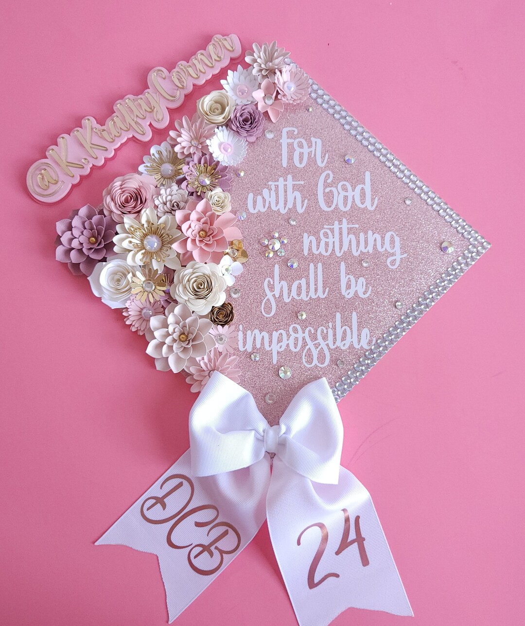 Graduation Cap Toppers/ Flower Graduation Cap/ Glitter Graduation Cap ...