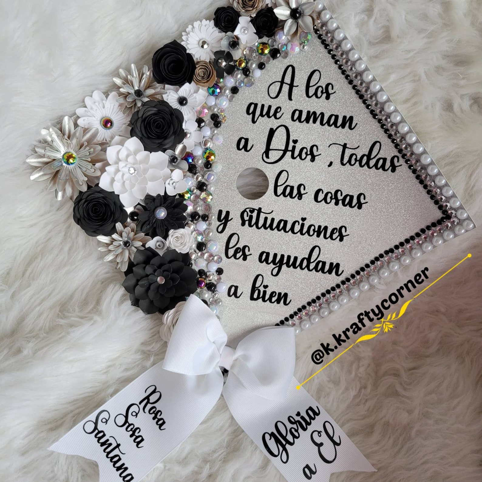 Graduation Cap Toppers/ Flower Graduation Cap/ Glitter Graduation Cap ...