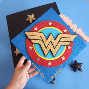 Wonder Woman Graduation Cap Toppers/ Flower Graduation Cap/ Glitter ...