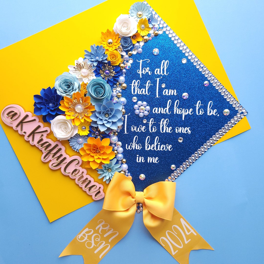 Graduation Cap Toppers/ Flower Graduation Cap/ Glitter Graduation Cap ...
