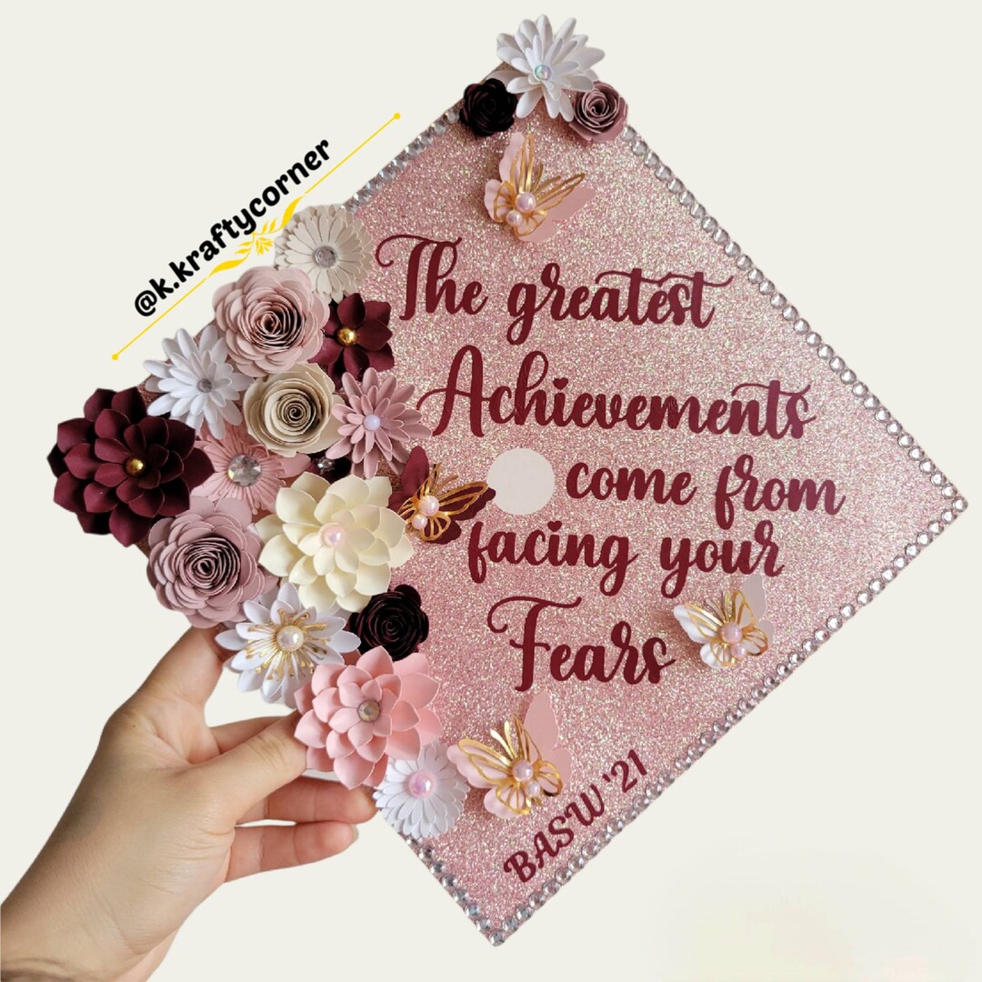 Graduation Cap Toppers/ Flower Graduation Cap/ Glitter Graduation Cap ...