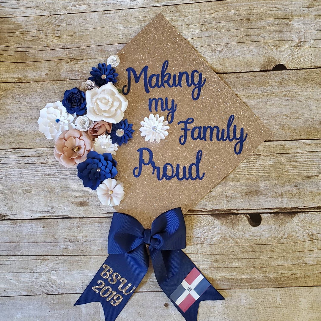 Graduation Cap Toppers/ Flower Graduation Cap/ Glitter Graduation Cap ...