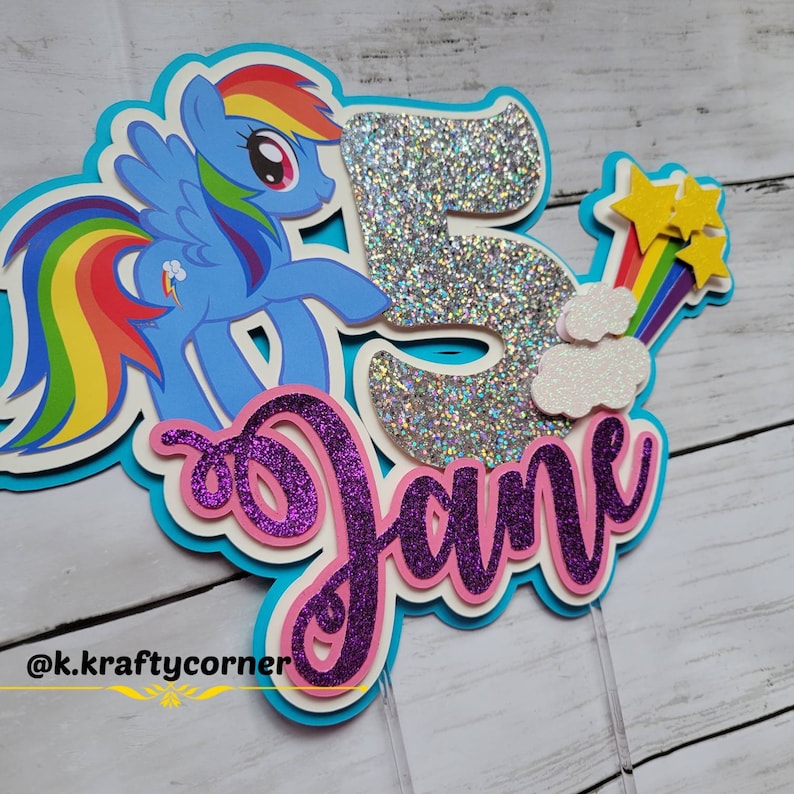 My Little Pony Cake Topper/ Rainbow Dash Cake Topper/ Pinkie - Etsy
