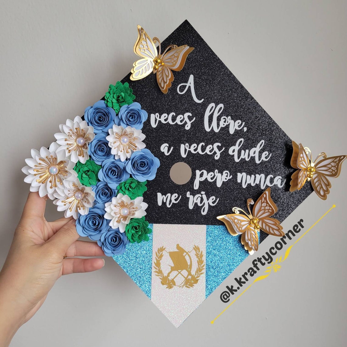 Graduation Cap Toppers/ Flower Graduation Cap/ Glitter Cap ...