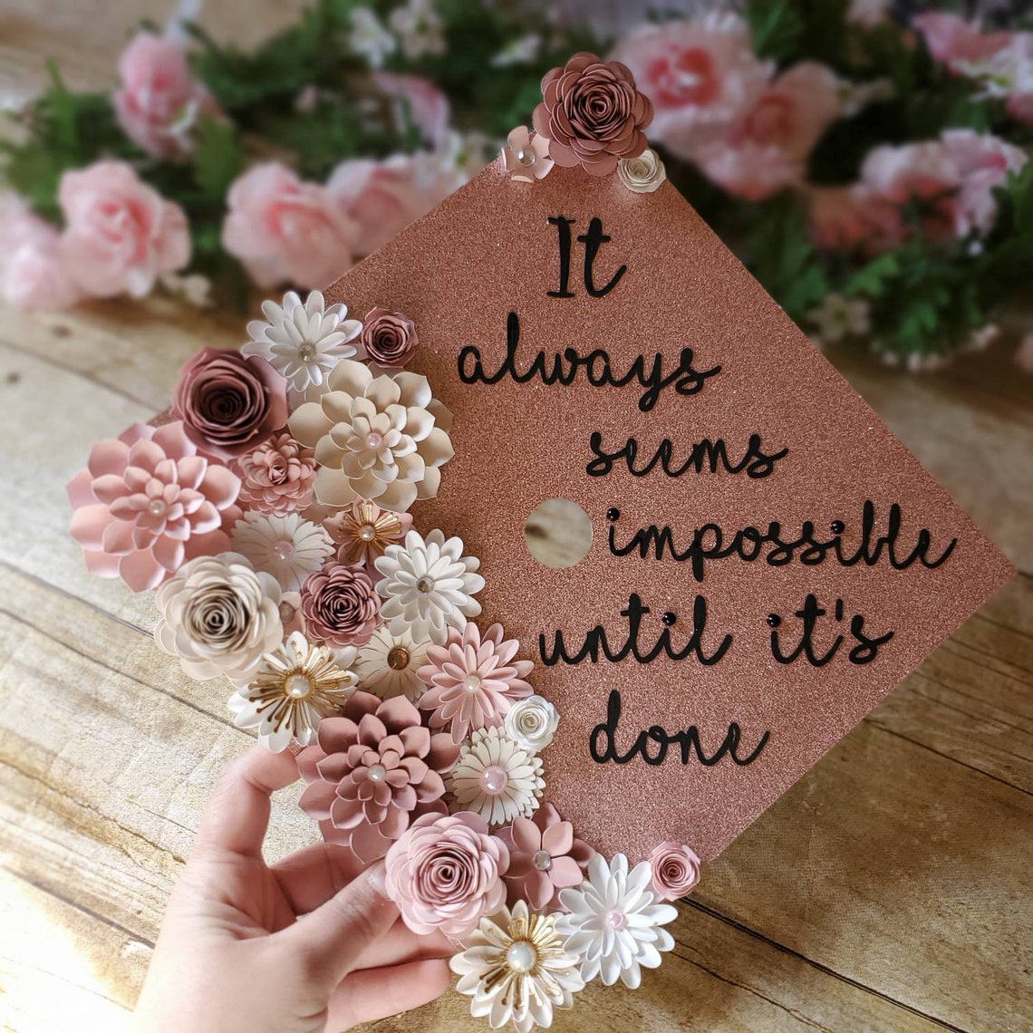 Graduation Cap Toppers/ Flower Graduation Cap/ Glitter - Etsy