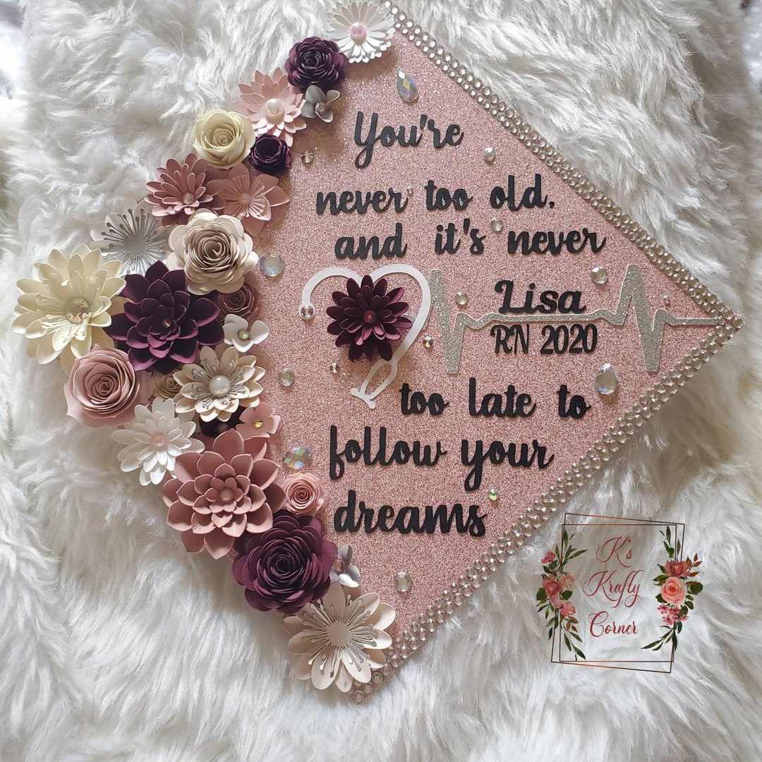 Graduation Cap Toppers/ Flower Graduation Cap/ Glitter Graduation Cap ...