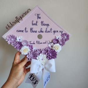 Lavender Graduation Cap Toppers/ Flower Graduation Cap/ Glitter ...