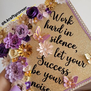 Graduation Cap Toppers/ Flower Graduation Cap/ Glitter Graduation Cap ...