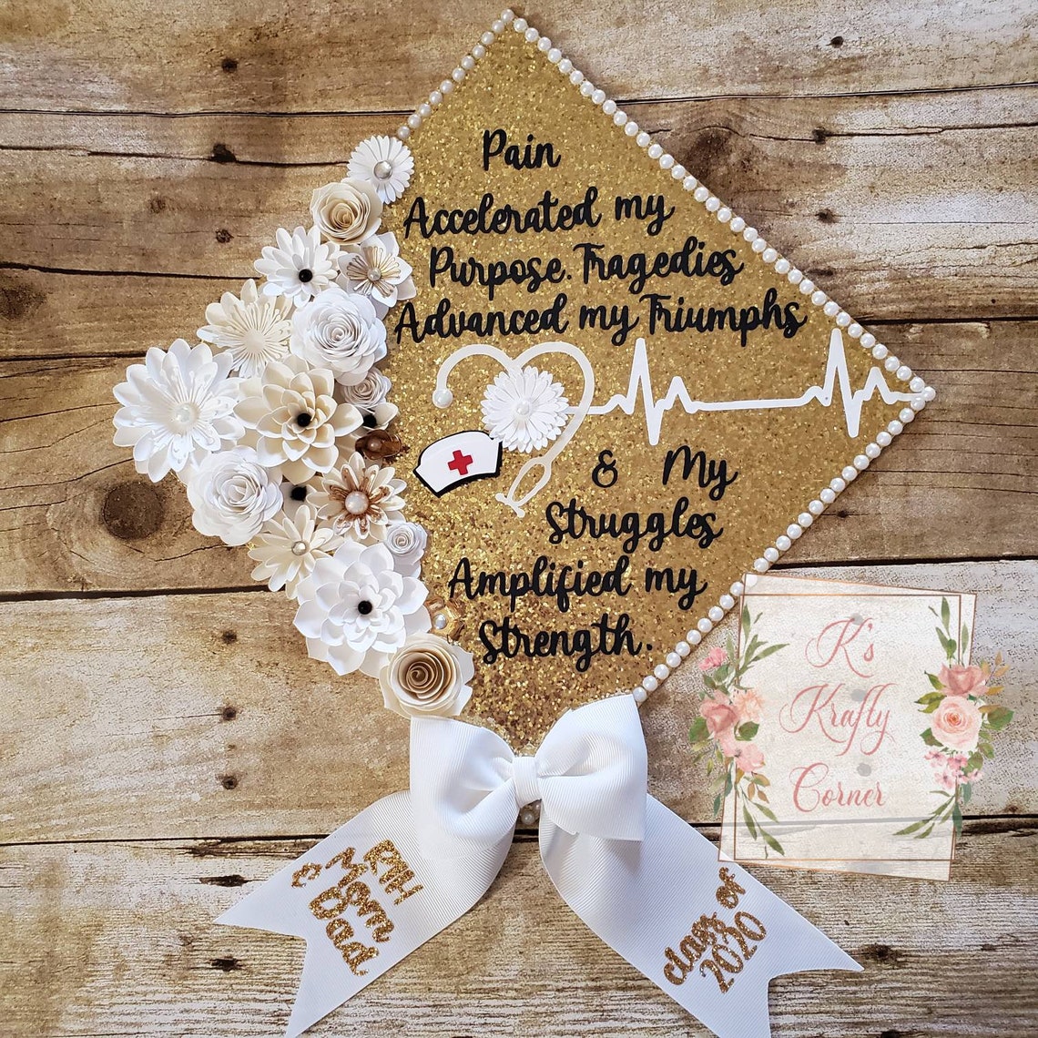Graduation Cap Toppers/ Flower Graduation Cap/ Glitter - Etsy