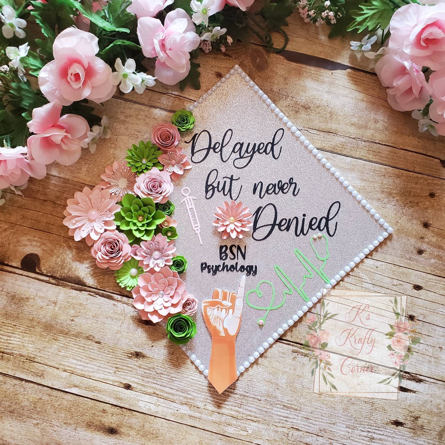 Graduation Cap Toppers/ Flower Graduation Cap/ Glitter - Etsy