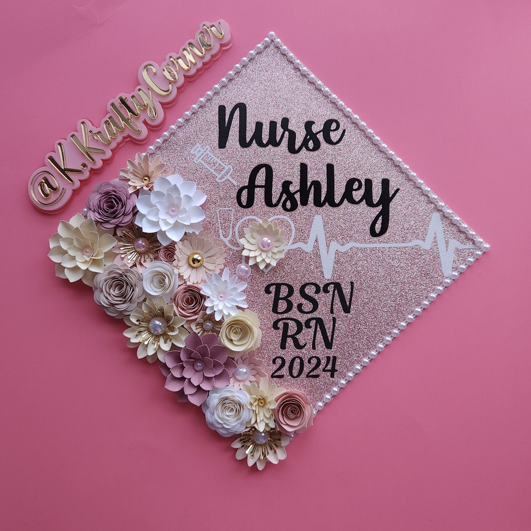Nurse Graduation Cap Toppers/ Flower Graduation Cap/ Glitter Graduation ...