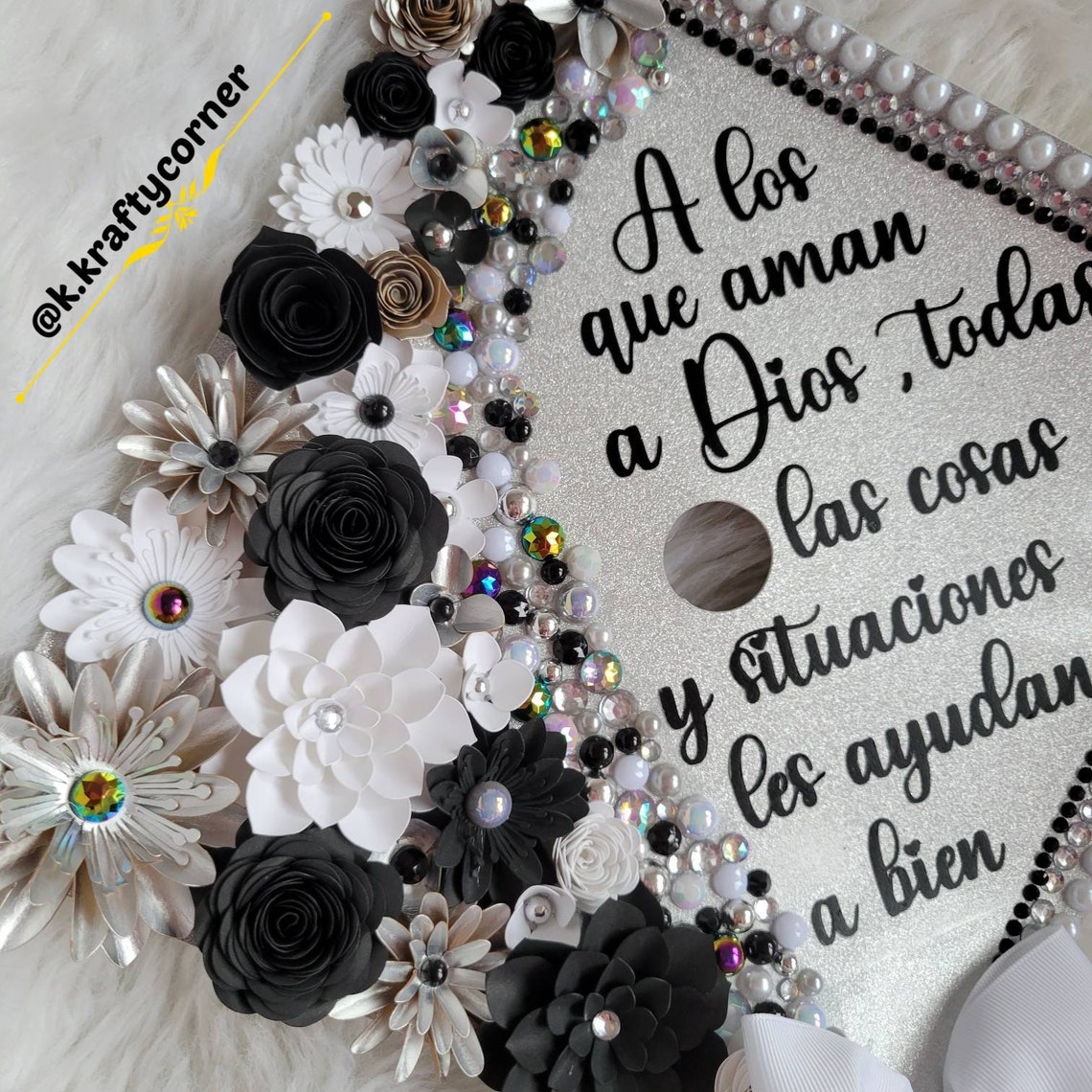 Graduation Cap Toppers/ Flower Graduation Cap/ Glitter Graduation Cap ...